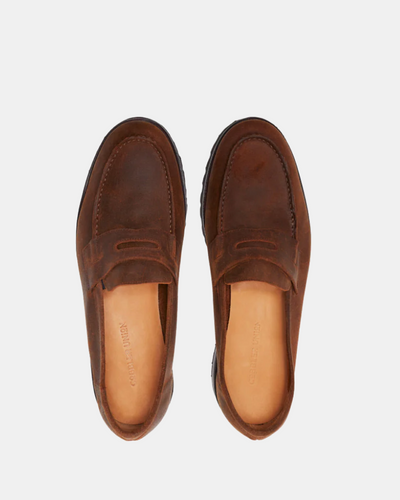 Brown Waxed Suede Waterfproof Loafer - Cobbler Union