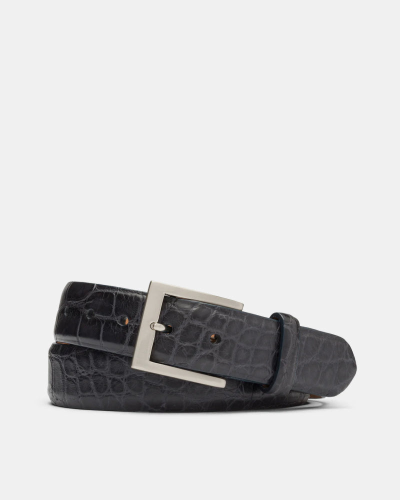 Matte American Alligator Belt in Black Leather - Cobbler Union